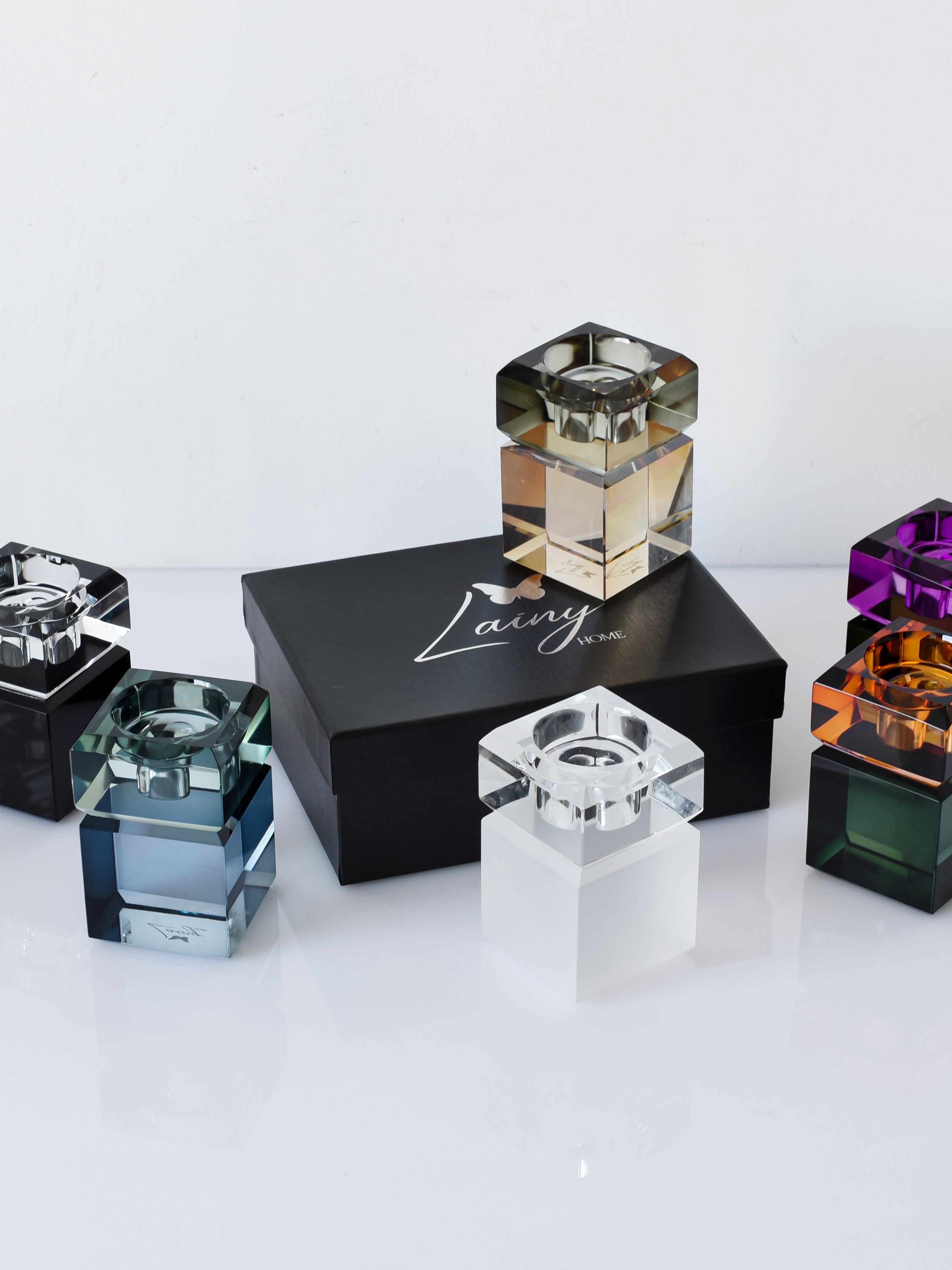 14" Crystal Ball Candlesticks Set of 2