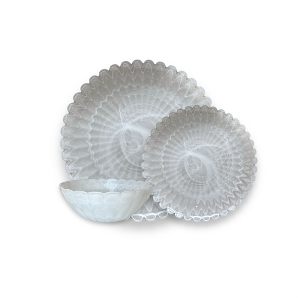 Azure Alabaster Dinnerware Pack Of 4, White – Lainy Home