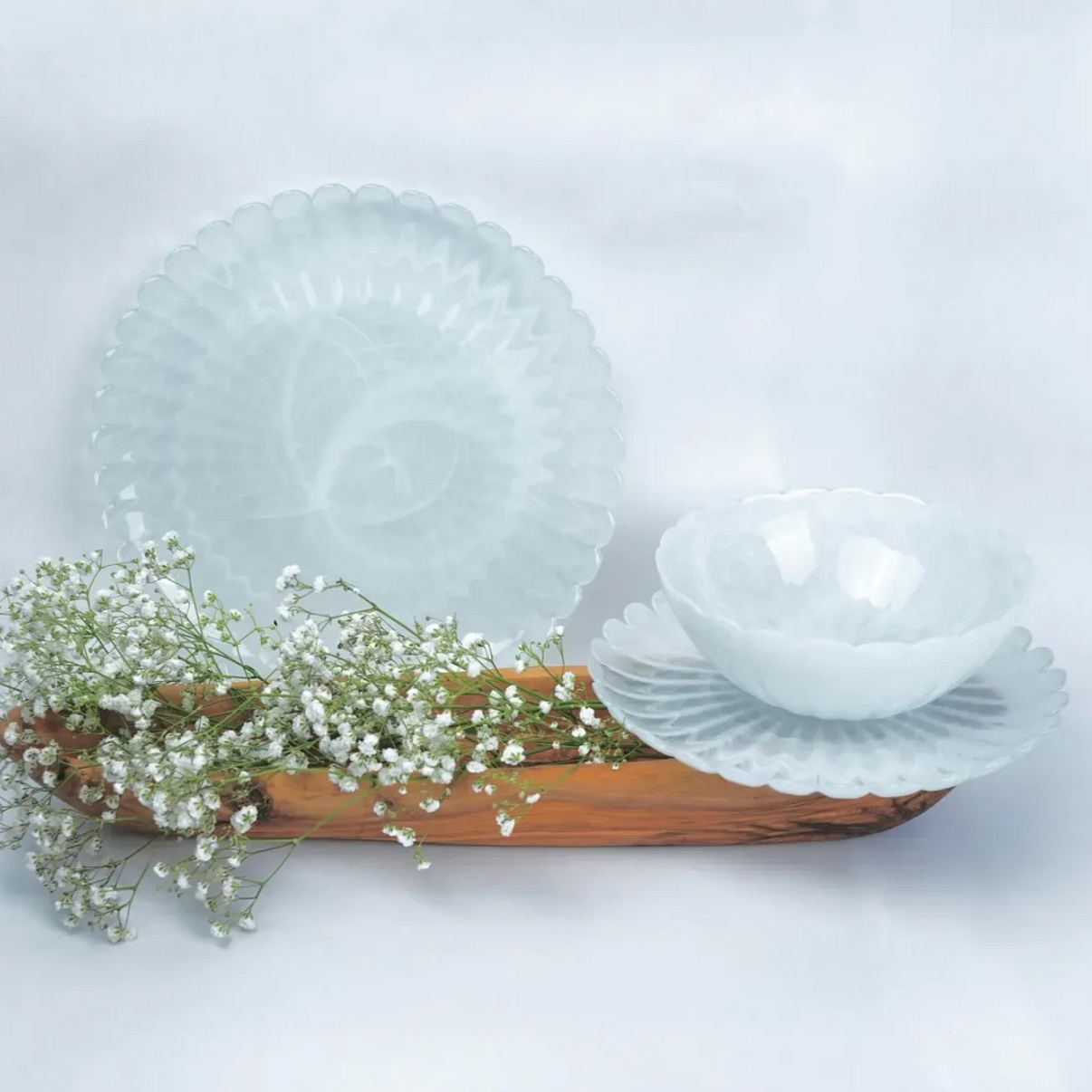 Azure Alabaster Dinnerware Pack Of 4, White – Lainy Home